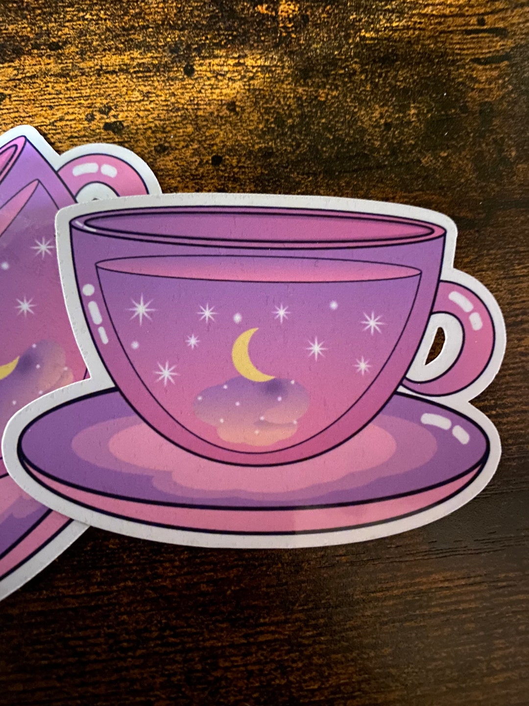 Cute Coffee Cup Kawaii Stickers Tea Cup Stickers Moon Sticker Night Sky ...