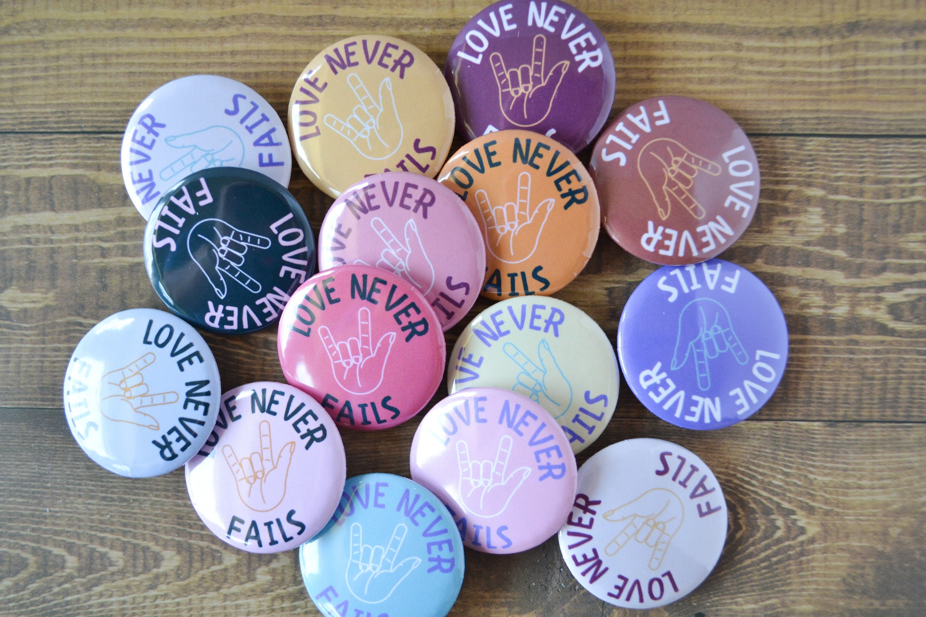 JW Pins, Buttons for Jehovah's Witnesses - ASL I Love You - Love Never ...