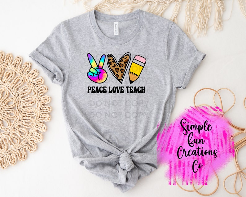 Peace Love Teach PNG, Teacher PNG, Peace Hand Sign PNG, Leopard Printed ...