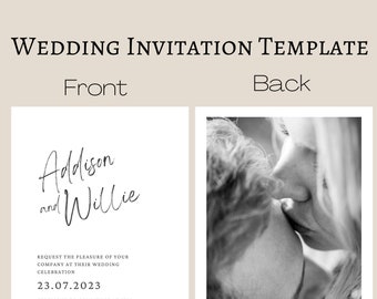 Modern Minimalist Wedding Invitation Template, Simple Wedding Invitation, Elegant Wedding ...