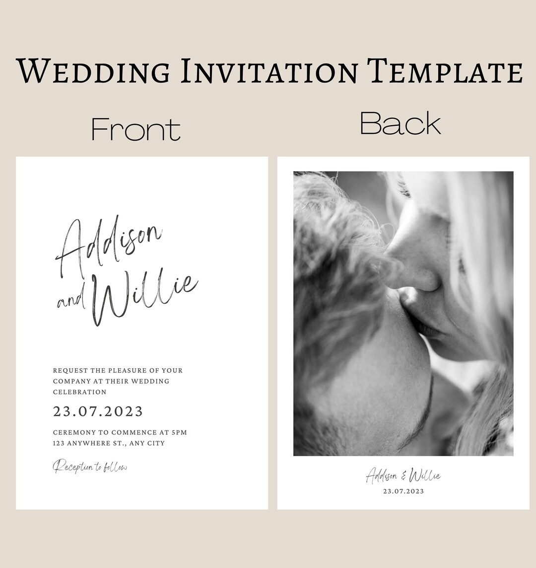 Modern Minimalist Wedding Invitation Template, Simple Wedding ...