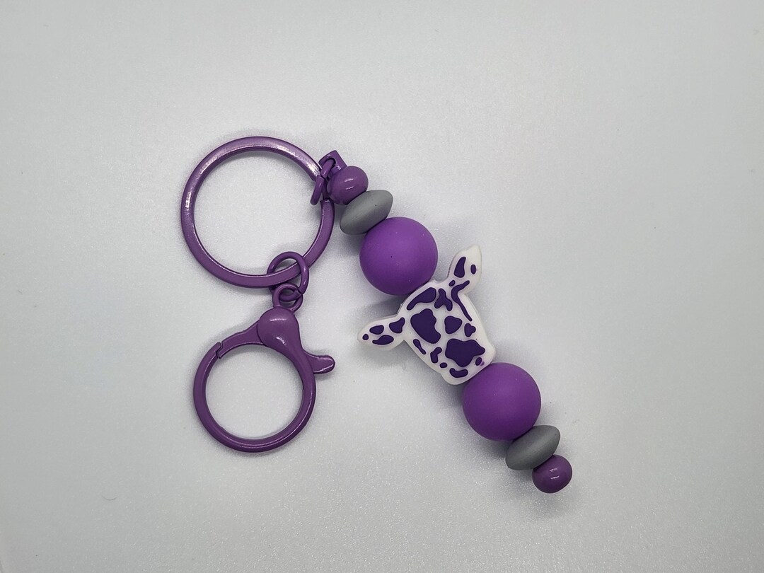 Custom Purple Cow Keychain - Etsy