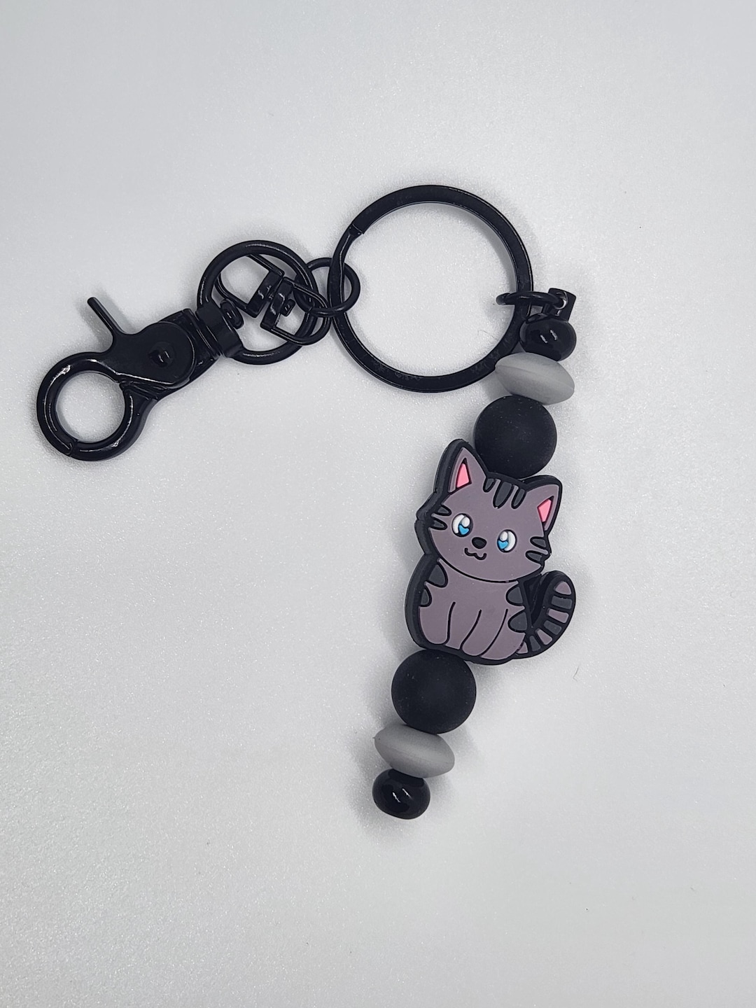 Gray Cat Keychain - Etsy