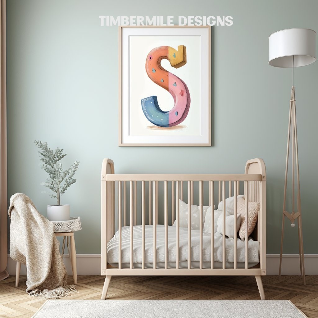 Botanical Nursery Alphabet Art Print Letter S PRINTABLE Digital Wall ...