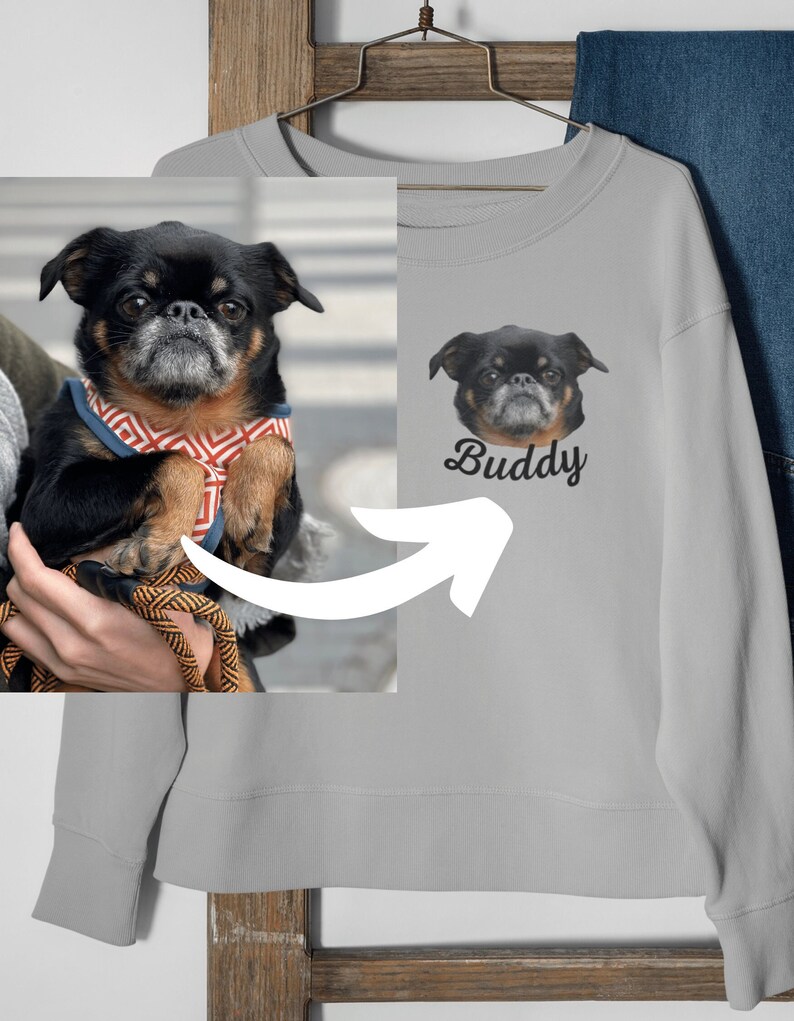 Custom Dog Face Sweatshirt, Pet Face Portrait Crewneck, Dog Mom Gift ...