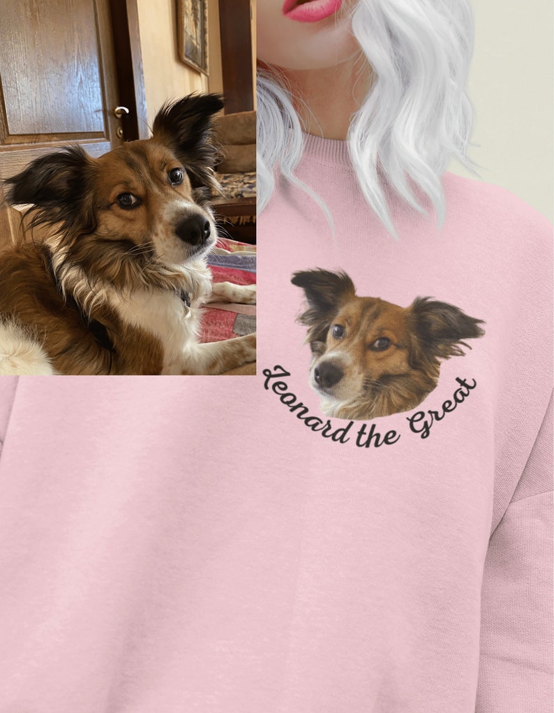 Custom Dog Face Sweatshirt, Pet Face Portrait Crewneck, Dog Mom Gift ...