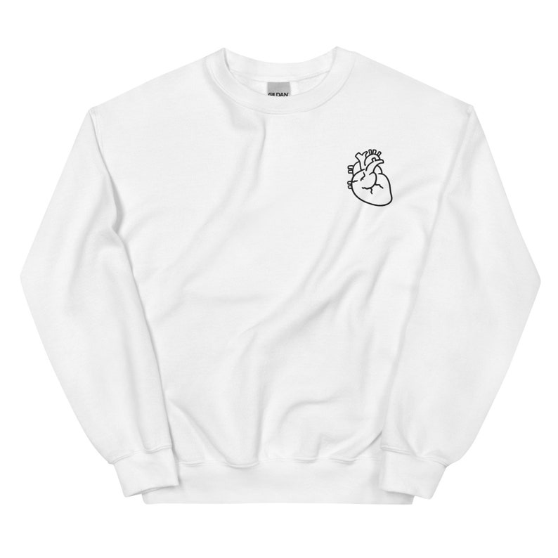 Anatomy Human Heart Sweatshirt Embroidery, Aesthetic Heart Embroidered ...