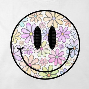 Preppy PNG Preppy Smile Face With Flowers PNG SVG Sublimation Digital ...