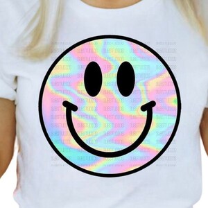 Preppy PNG Smiley Face SVG Sublimation Digital Download Iridescent ...