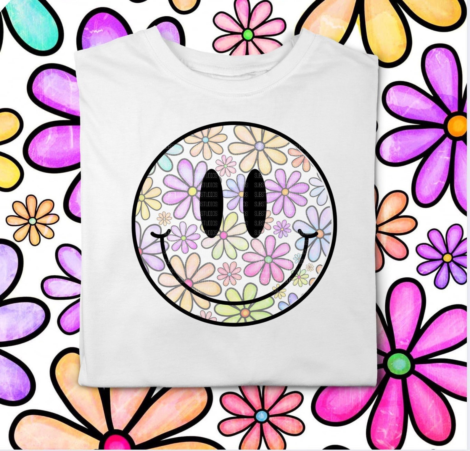 Preppy PNG Preppy Smile Face With Flowers PNG SVG Sublimation Digital ...