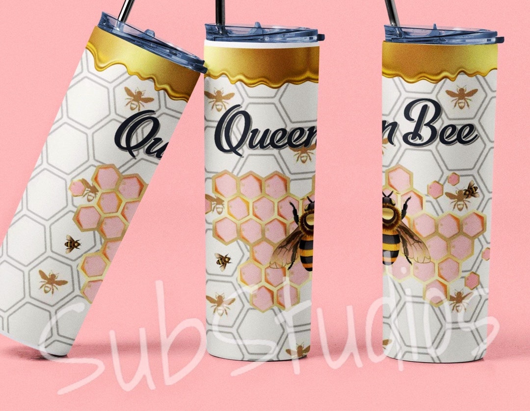 PNG Queen Bee Tumbler Wrap Sublimation Image Gold and Pink Queen Bee ...