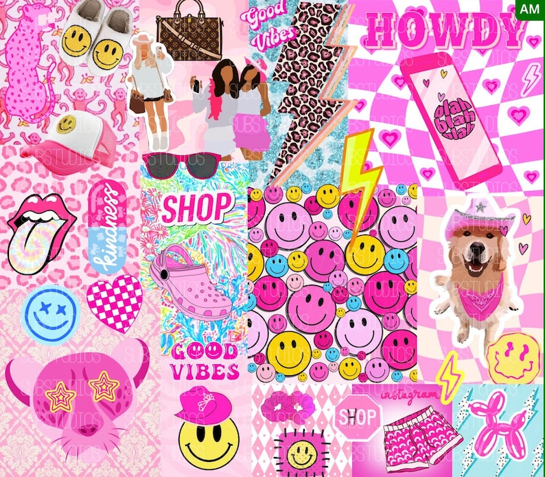 5 Preppy Tumbler Wrap PNG, Bundle of 5, Teen Girl Trendy Digital ...