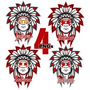 Preppy Red Indians PNG, Gold Star Eye Indians High School Mascot Design ...