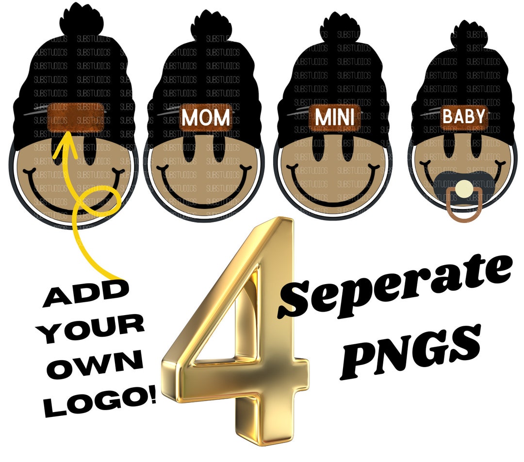 4 Preppy PNG Black Beanie Smile Face PNG SVG Sublimation Digital ...