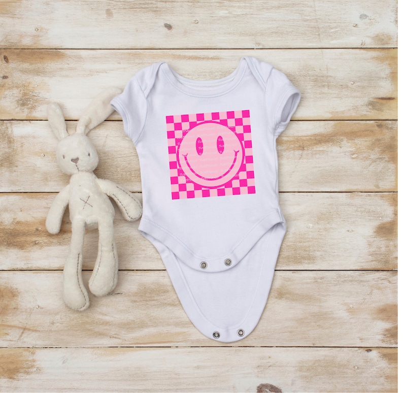 Preppy PNG Original Designer Pink Checkered Smiley Face Western Digital ...