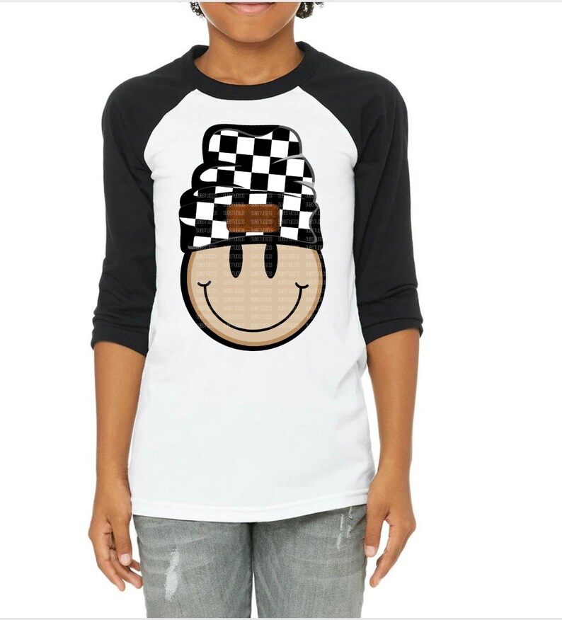 5 Preppy Smiley Face Beanie PNG SVG for Sublimation Black and - Etsy