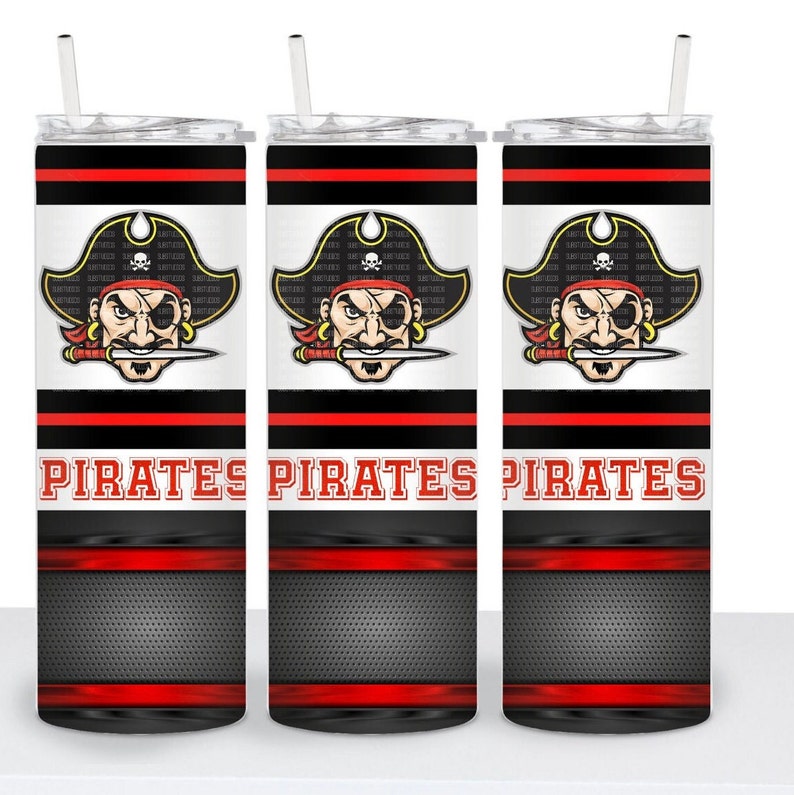 3 Pirates Tumbler Wrap Png High School Mascot Red White Belfry Pirates ...