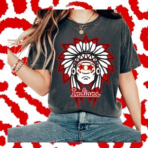 Preppy Red Indians PNG, Gold Star Eye Indians High School Mascot Design ...