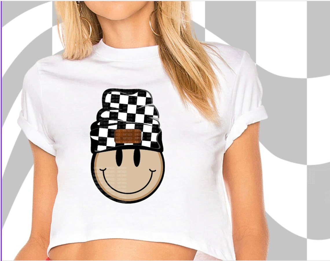 5 Preppy Smiley Face Beanie PNG SVG for Sublimation Black and - Etsy