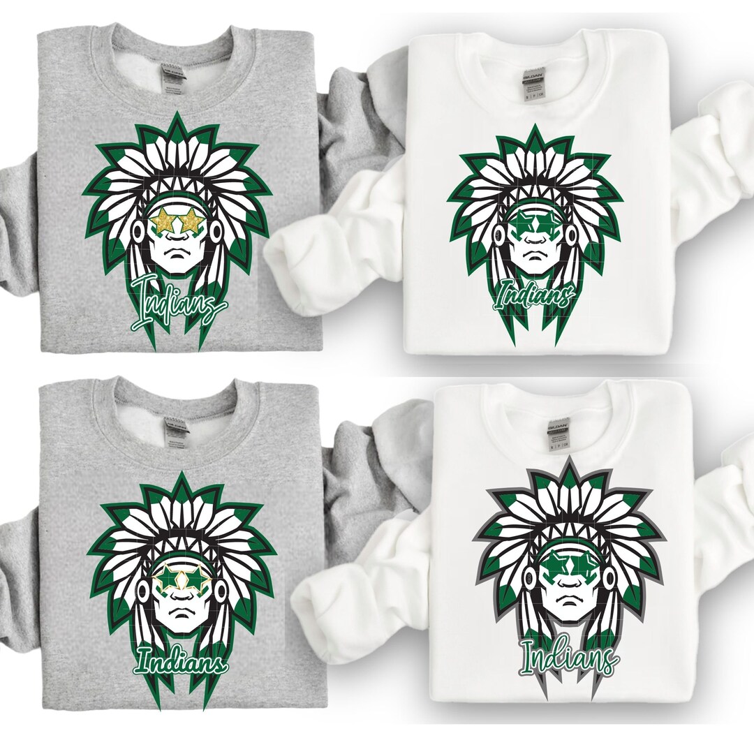 Preppy Green Indian PNG, Gold Star Eye Indian High School Mascot Design ...