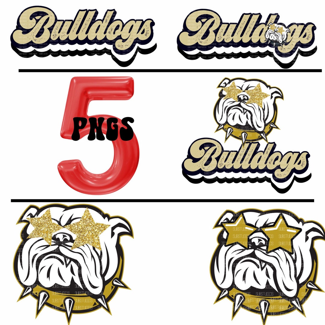 5 Preppy Gold Bulldog PNG Gold Star Eye Bulldog High School Mascot ...