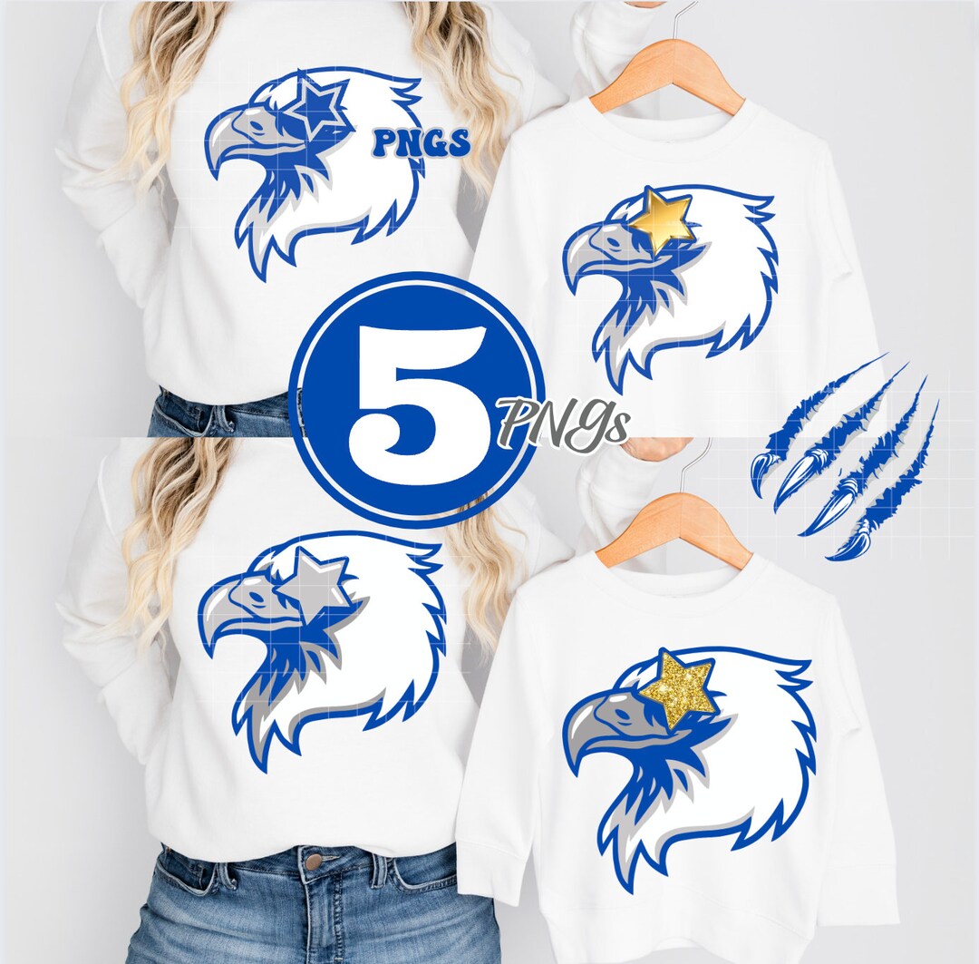 Blue Preppy Eagles Mascot PNG Star Eye Digital Design Download ...
