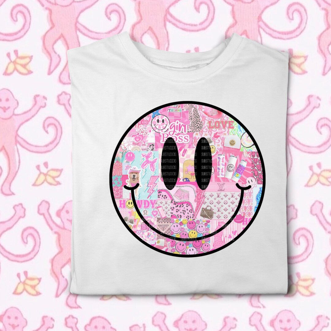 Preppy PNG Pink Smile Face PNG SVG Sublimation Digital - Etsy