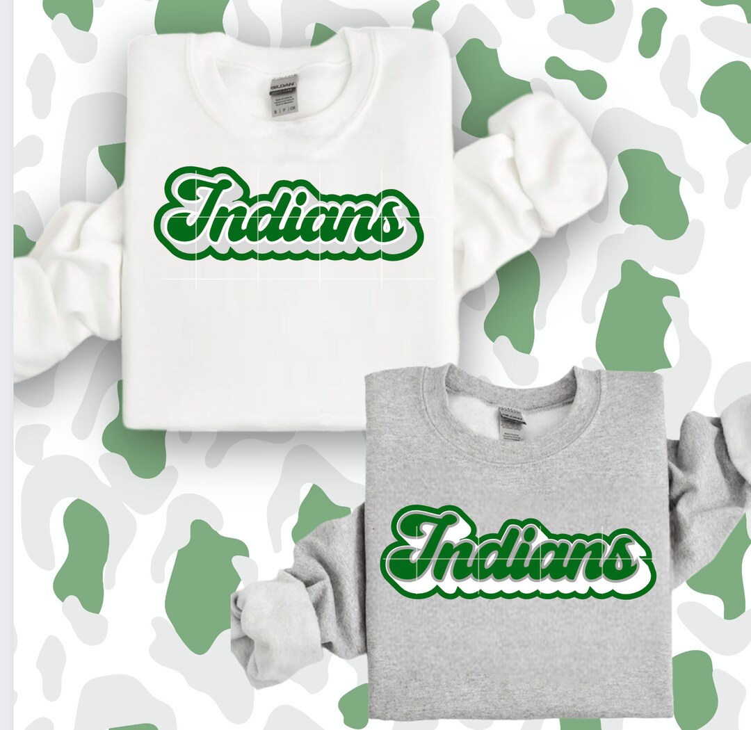 2 Green Indian Word Text Indians High School Mascot Sublimation Design ...