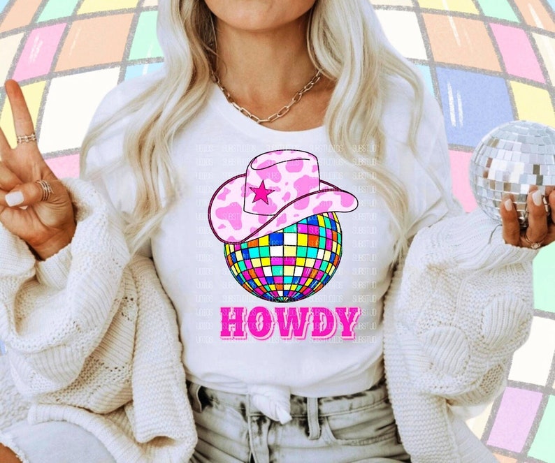 Preppy PNG Pink Cowboy Hat Disco Ball Smiley Face Howdy - Etsy Israel