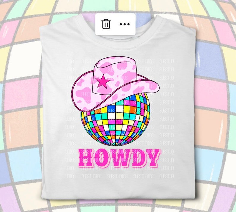 Preppy PNG Pink Cowboy Hat Disco Ball Smiley Face Howdy - Etsy