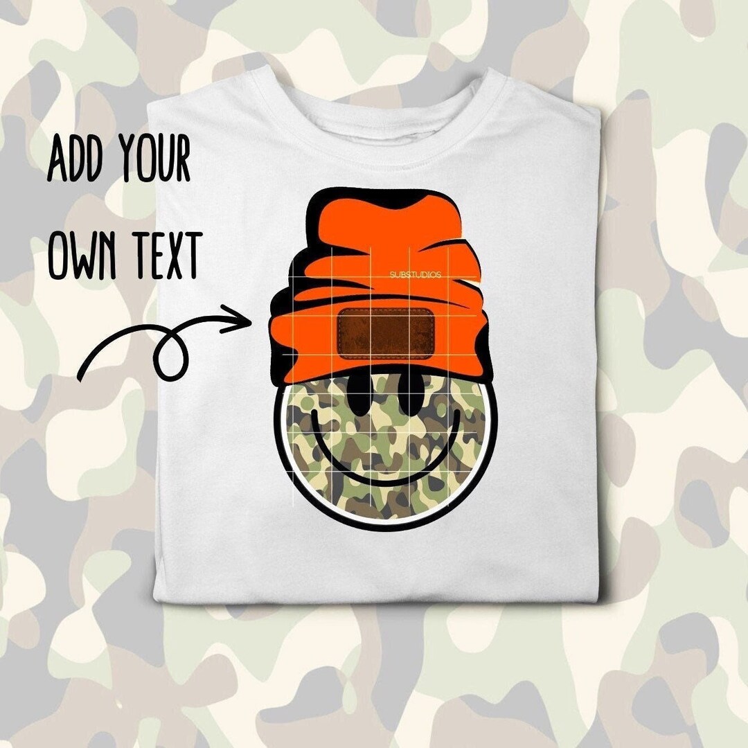 3 Preppy PNG Camo Camouflage Smiley Face With Orange Hat - Etsy