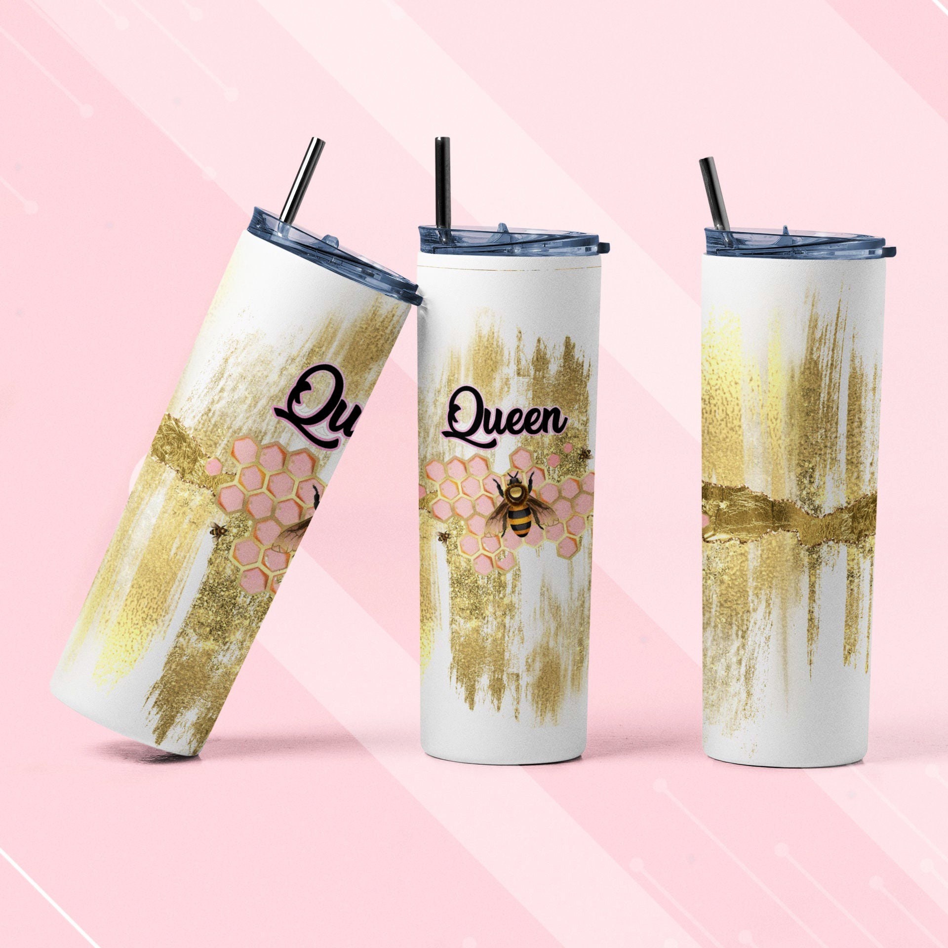 PNG Queen Bee Tumbler Wrap PNG for Sublimation Gold and Pink - Etsy