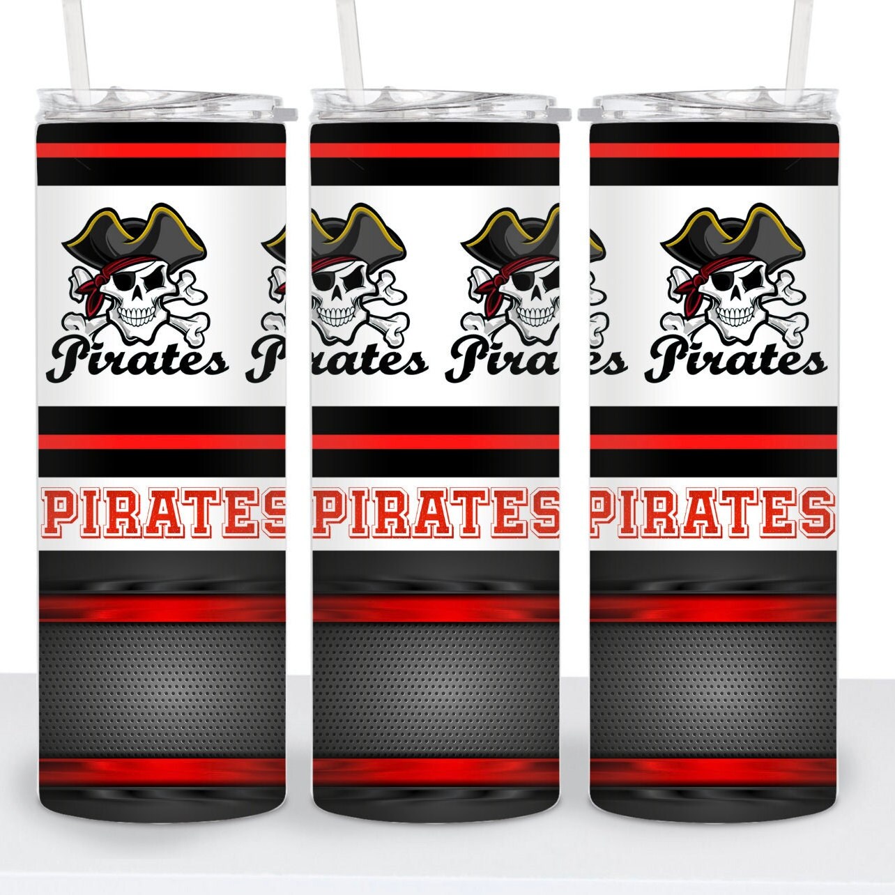 3 Pirates Tumbler Wrap Png High School Mascot Red White Belfry Pirates ...