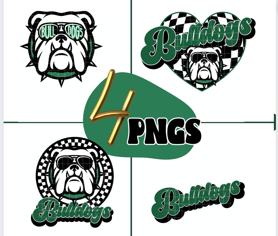 Preppy Green Bulldog PNG Sunglasses Bulldog High School Mascot Design ...