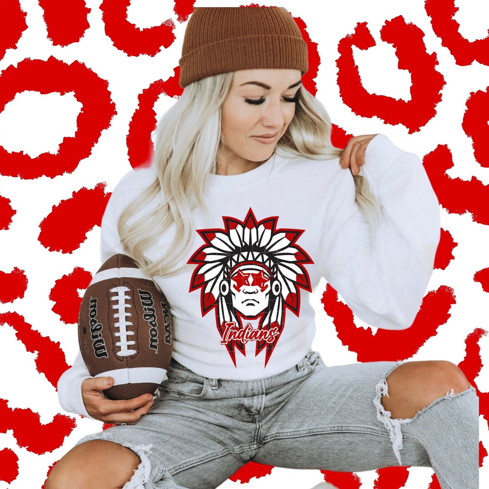 Preppy Red Indians PNG, Gold Star Eye Indians High School Mascot Design ...