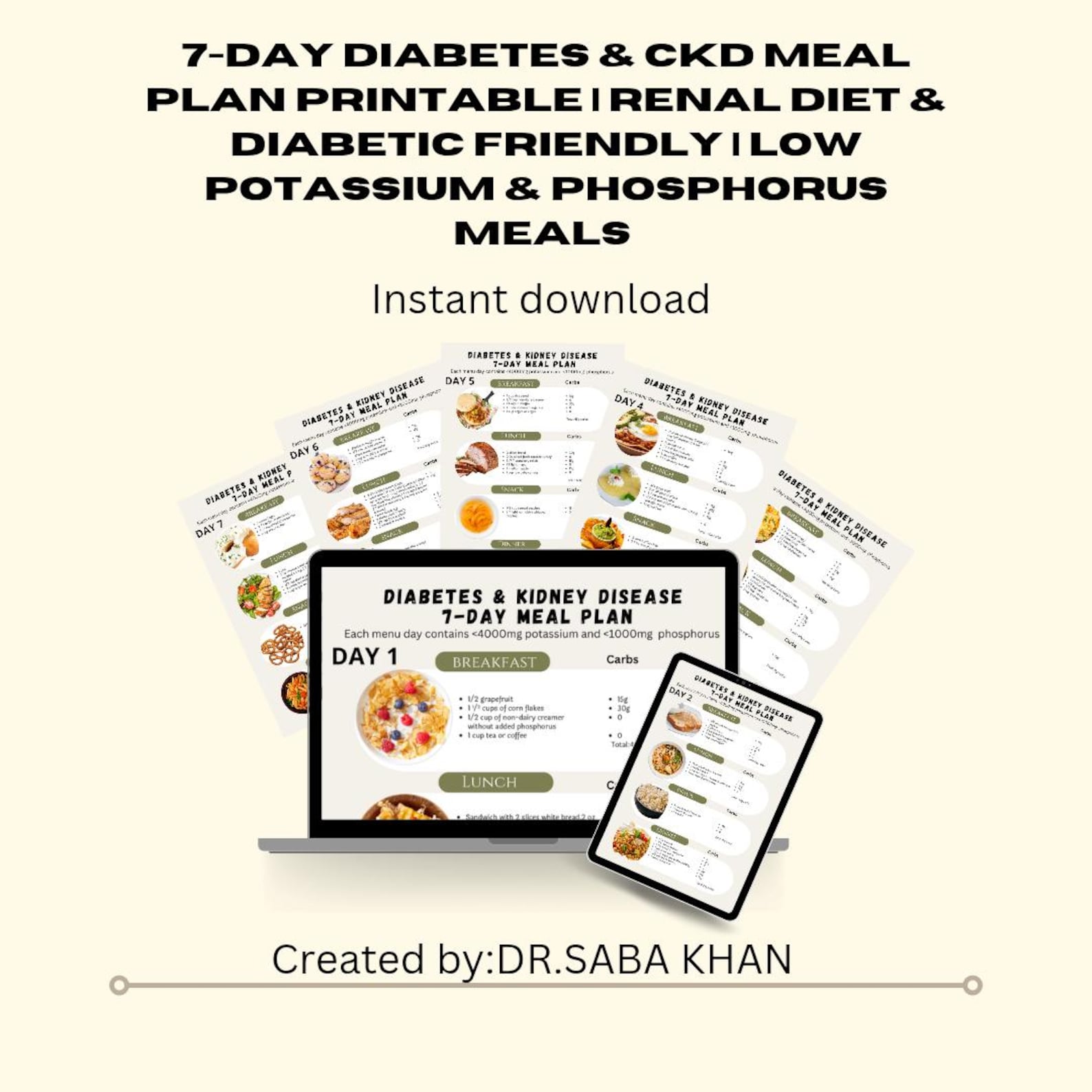 Diabetes and CKD Meal Plan Printable Renal Diet and Diabetic Friendly ...