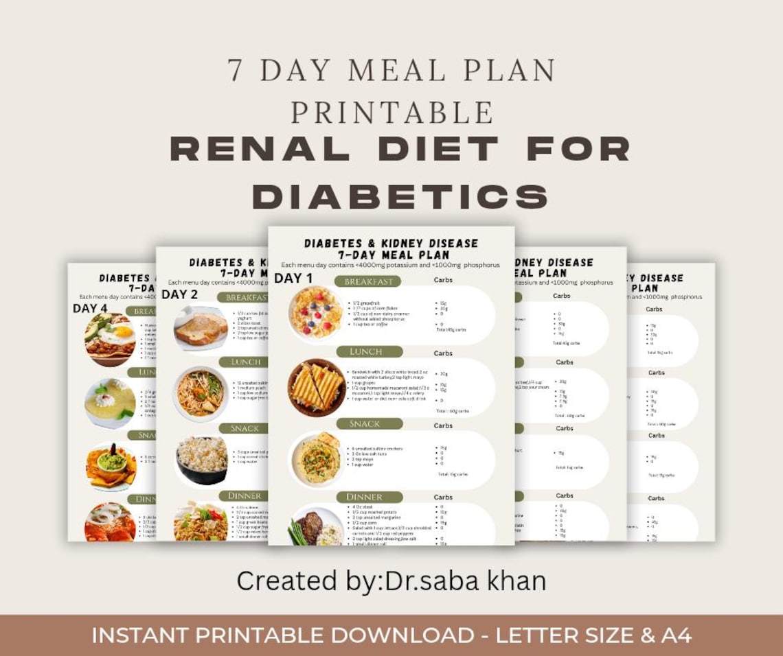 Diabetes and CKD Meal Plan Printable Renal Diet and Diabetic Friendly ...