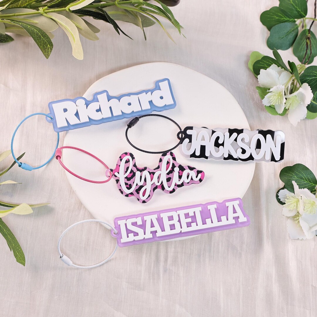 Acrylic Backpack Keychains, Personalized Backpack Name Tags, Diaper Bag ...
