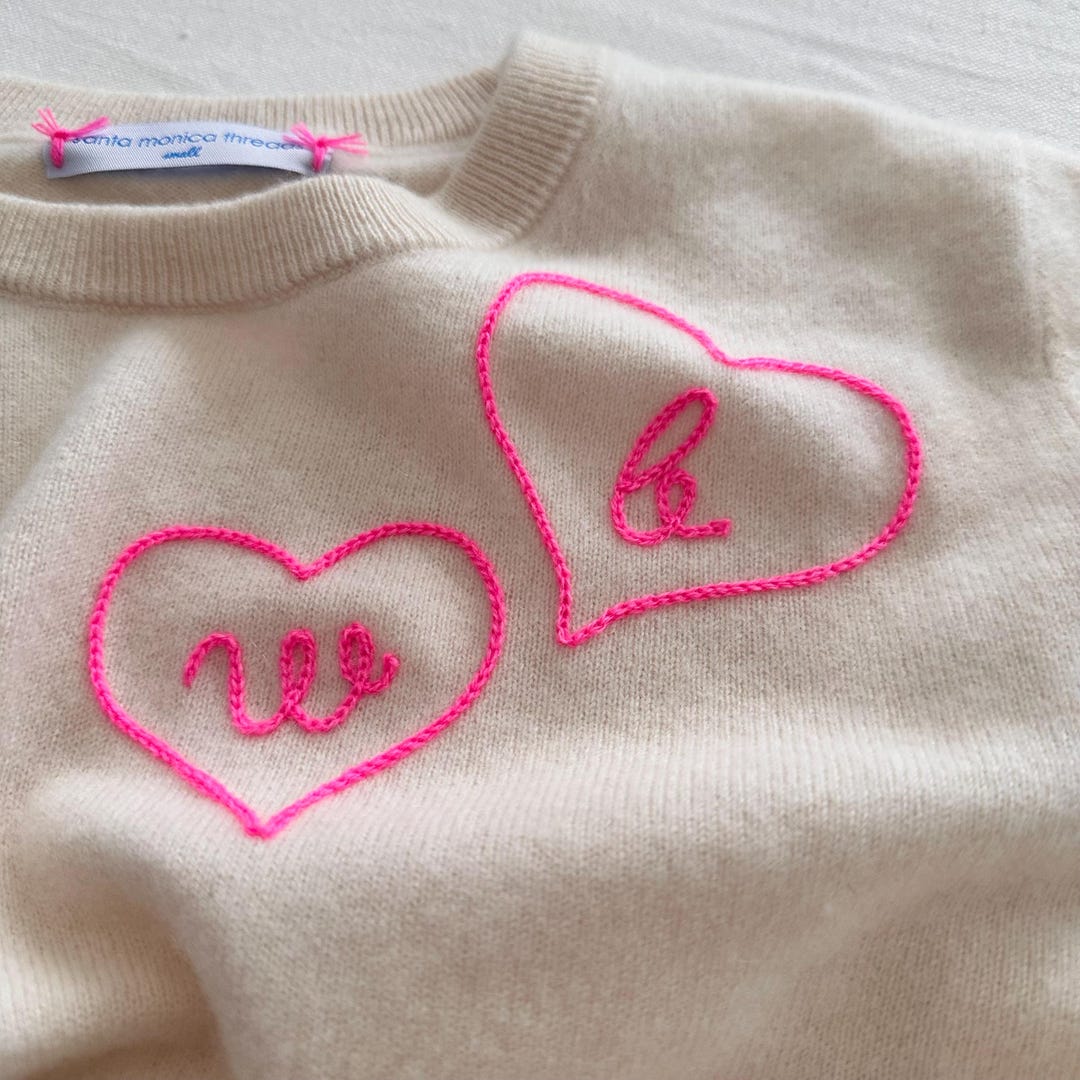Custom Embroidered Cashmere, 1 to 4 Hearts W/ Initials or Name, up to 5 ...