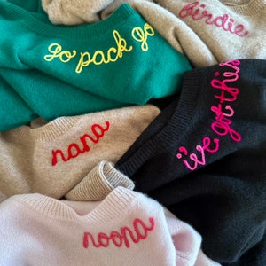 Customized Embroidered Cashmere Sweater for Women, Fall Clothing ...