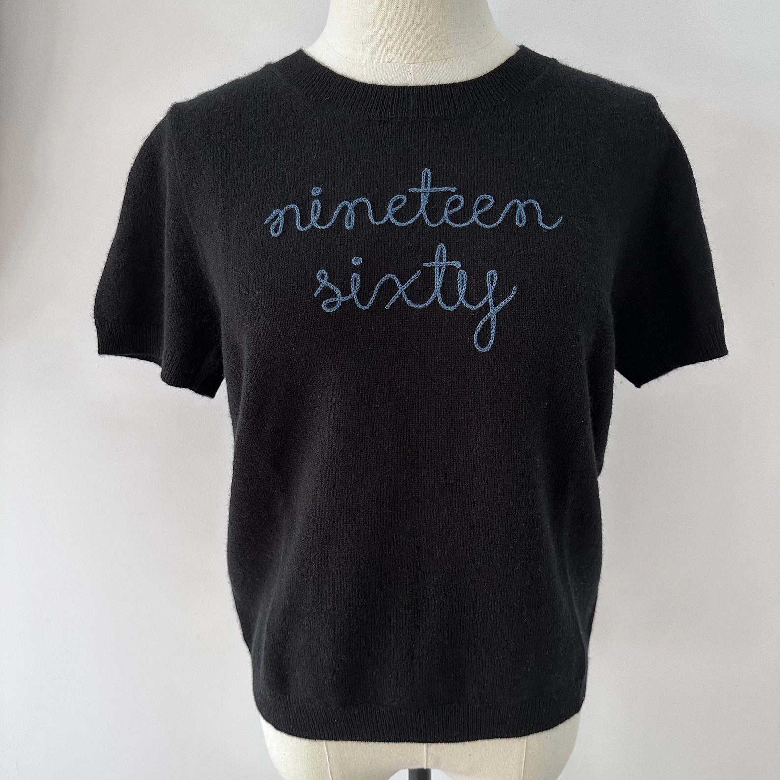 Embroidered Cashmere Made to Order, Short Sleeve Personalized Sweater ...
