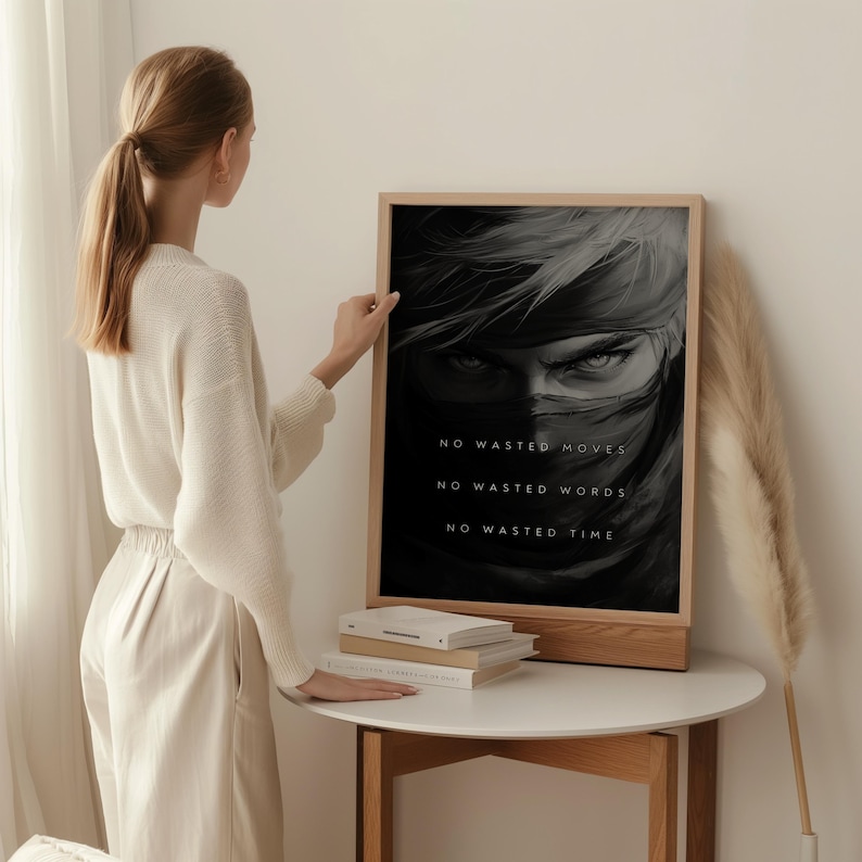 Motivation Anime Poster | Premium Monochrome Anime Digital Art ...
