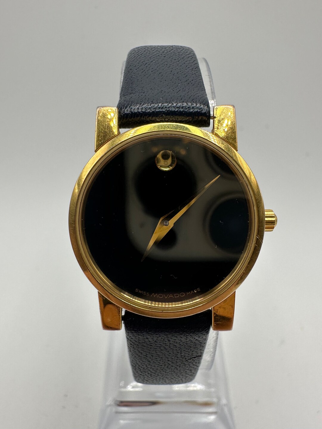 Vintage Movado Ladies Gold Tone Swiss Watch Leather Strap Eta Dress ...