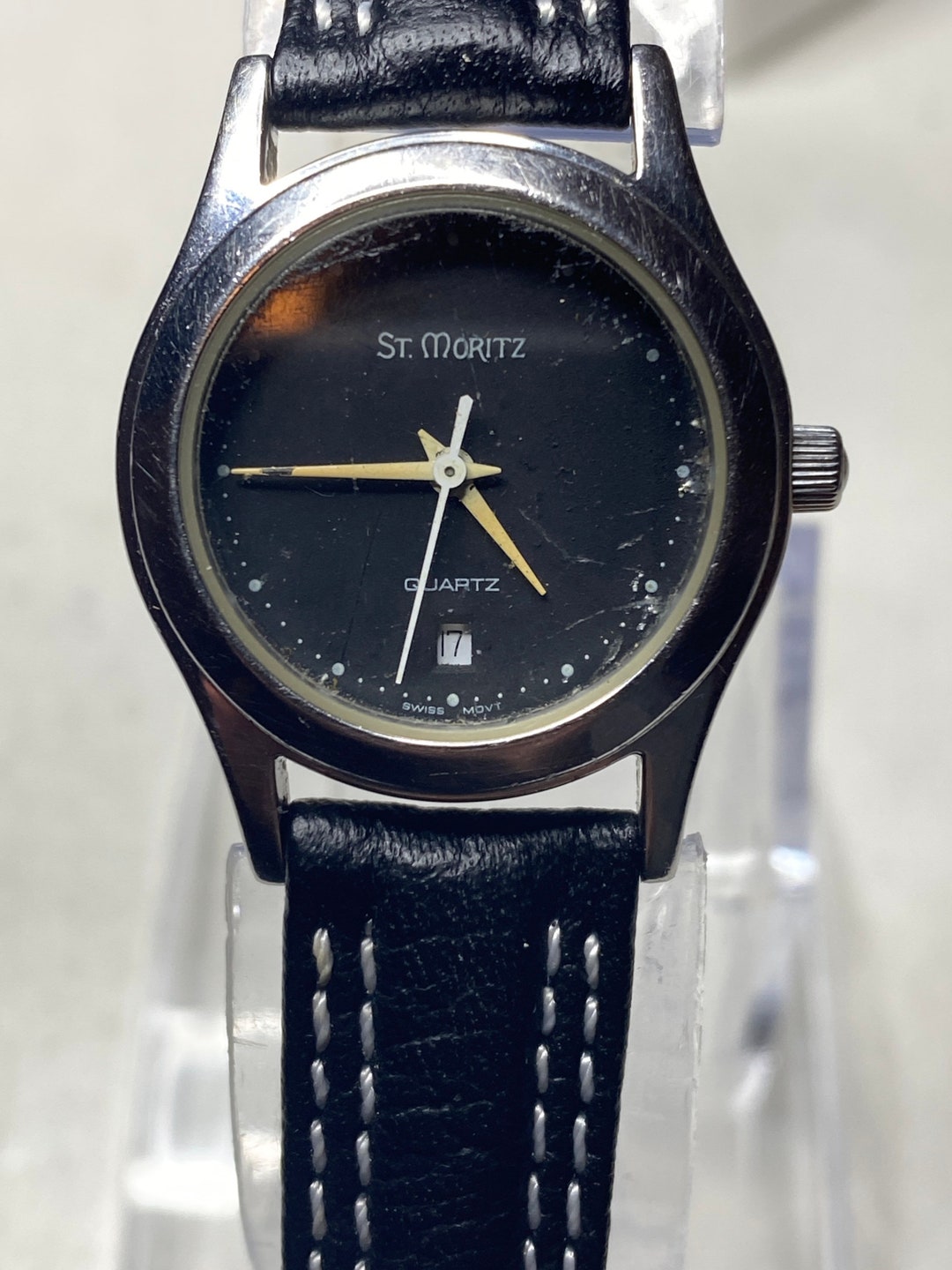 Vintage St. Moritz Ladies Quartz Wrist Watch Gift Her Women Black ...
