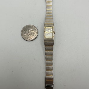 Vintage Seiko 2E20 Tank Watch Silver and Gold Rectangle Gift Her Ladies ...