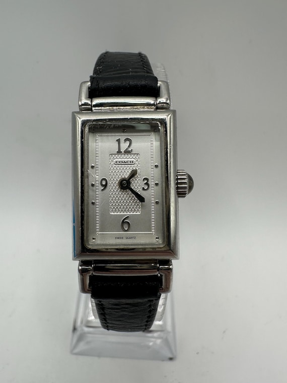coach vintage Swiss made ladies silver tank Watch bla… - Gem