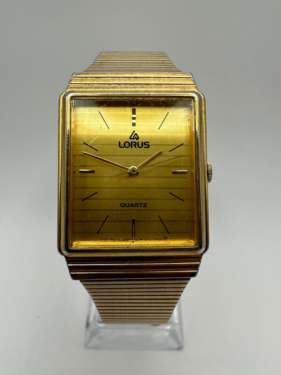 Vintage Lorus Y131 By Seiko Gold Tone 26mm Tank Rectangle Dress Watch