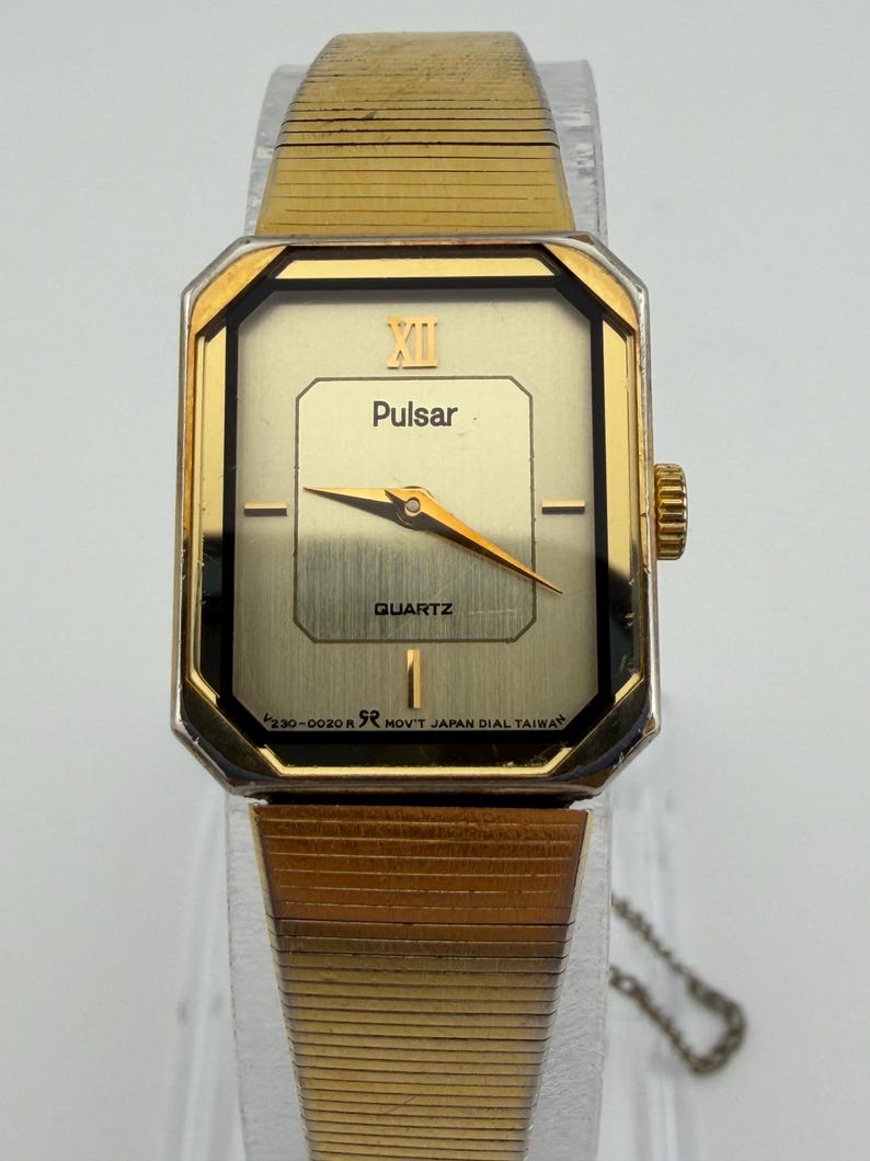 Vintage Pulsar by Seiko Laides Gold Tone Small Dainty Tank Rectangle ...