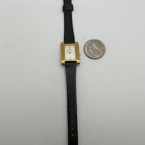 Vintage Seiko RARE Ladies Quartz Gold Tone Tank Watch White Face Leather Strap Gift Her Women ...