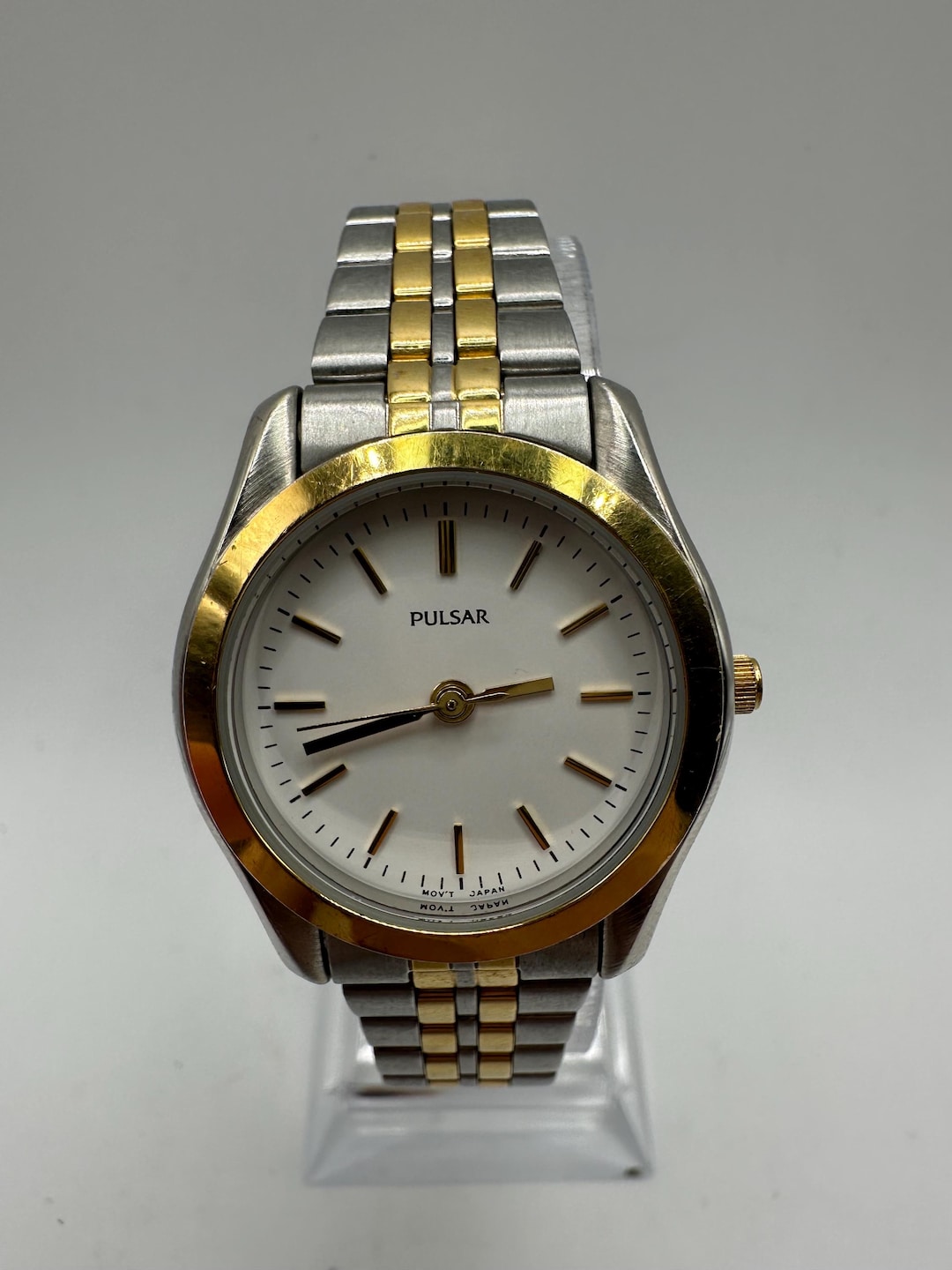 Vintage Pulsar by Seiko Ladies Quartz Watch Gold and Silver White Face ...